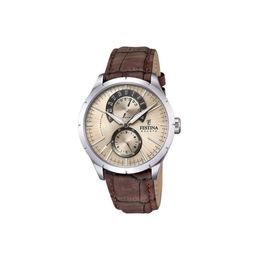 Festina Edelstahl Quarz Lederarmband Herrenuhr 45mm | Gr.: onesize