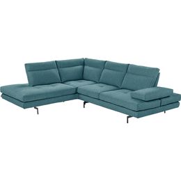 Ecksofa Calia italia "Toby Wing, B/T: 288/232 cm, Designsofa mit sensationellem Sitzkomfort", blau (azzurro quebec), B:288cm H:90cm T:232cm, Synthetische Faser (100% Polyester), Sofas, Ecksofa, L-Form, Sitztiefenverstellung, funktionale Ecke, F&uuml;&szlig;e in schwarz matt