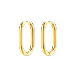 Hey Happiness Vergold. Ohrringe Ovale Creolen Edelstahl in Gold - (L) 2 cm | Gr.: onesize