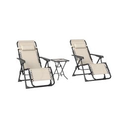 Outsunny Gartenliege Set 90L x 65B x 110H cm Beige | Gr.: onesize