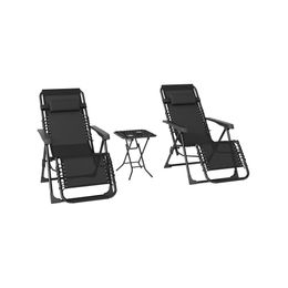 Outsunny Gartenliege Set 90L x 65B x 110H cm Schwarz | Gr.: onesize