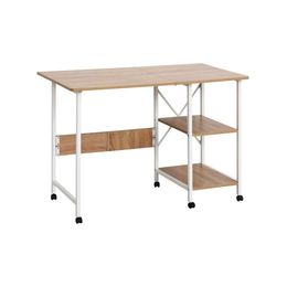 HOMCOM Beistelltisch-107L x 55B x 76H cm-Wei&szlig;+Natur | Gr.: onesize