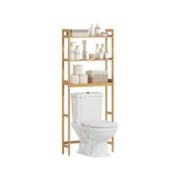 kleankin Toilettenregal-68L x 20B x 165H cm-Naturholz | Gr.: onesize