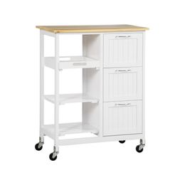 HOMCOM K&uuml;chenwagen-67L x 37B x 84H cm-Natur+Wei&szlig; | Gr.: onesize