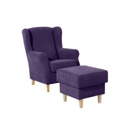 58 aufm Kessel OHRENSESSEL Karlen Bezug Veloursstoff Buche natur / violett | Gr.: onesize