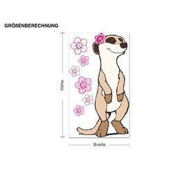 Bilderwelten Wandtattoo Tiere modern selbstklebend Wandaufkleber - NICI - Meerkat mit Blumen - Wandsticker Kinderzimmer Baby M&auml;dchen Jungen