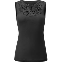 w&auml;schepur Damen Blazershirt mit Spitzeneinsatz schwarz Gr&ouml;&szlig;e 38