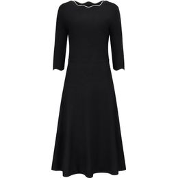 CR&Eacute;ATION L Damen Strickkleid mit &Auml;rmeln in Volant-Optik schwarz-champagner-gemustert Gr&ouml;&szlig;e 48