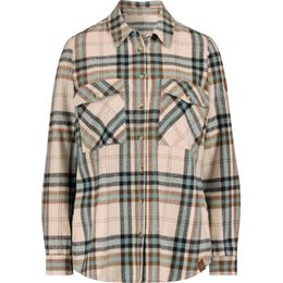 CR&Eacute;ATION L Damen Flanellbluse mit mehrfarbigem Webkaro jade-elfenbein-kariert Gr&ouml;&szlig;e 52