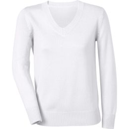 CR&Eacute;ATION L Damen V-Ausschnitt-Pullover mit Baumwolle wollwei&szlig; Gr&ouml;&szlig;e 40