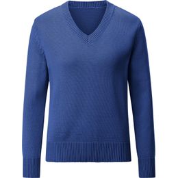 CR&Eacute;ATION L Damen V-Ausschnitt-Pullover mit Baumwolle royalblau Gr&ouml;&szlig;e 50