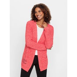WITT Damen Strickjacke in Melange-Optik, grapefruit-wei&szlig;-meliert, Gr&ouml;&szlig;e 40