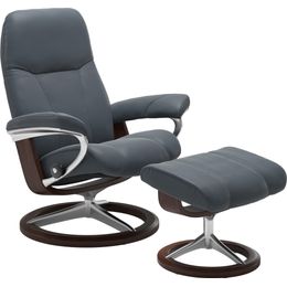Relaxsessel stressless "Consul", blau (atlantic blau batick), B:82cm H:102cm T:72cm, Leder BATICK: BATICK ist ein leicht korrigiertes, durchgef&auml;rbtes und genarbtes M&ouml;belleder, bei dem die meisten Unebenheiten und Spuren in der Regel entfernt wurden.;Leder PALOMA: PALOMA ist ein durchgef&auml;rbtes Semianilin-M&ouml;belleder mit nat&uuml;rlicher Narbung.;ROHLEDER Stoff Q2 FARON: Ein fester zuverl&auml;ssiger Boucl&eacute; mi
