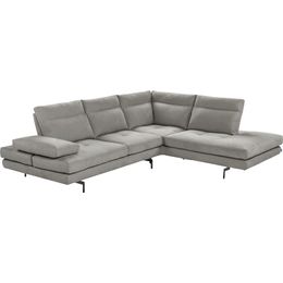 Ecksofa Calia italia "Toby Wing, B/T: 288/232 cm, Designsofa mit sensationellem Sitzkomfort", grau (grigio mario), B:288cm H:90cm T:232cm, Mikrofaser mit Nubuk Optik (100% Polyester), Sofas, Ecksofa, L-Form, Sitztiefenverstellung, funktionale Ecke, F&uuml;&szlig;e in schwarz matt