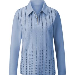 CR&Eacute;ATION L Damen Poloshirt in Interlock-Qualit&auml;t bleu-bedruckt Gr&ouml;&szlig;e 42