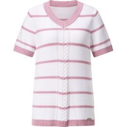 CR&Eacute;ATION L Damen Kurzarmpullover in Linksstrick-Optik ros&eacute; Gr&ouml;&szlig;e 50