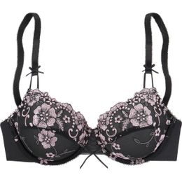 Lascana Damen B&uuml;gel-BH schwarz-rose Gr&ouml;&szlig;e 80D