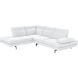 Ecksofa Calia italia "Toby Wing, B/T: 288/232 cm, Designsofa mit sensationellem Sitzkomfort", wei&szlig; (bianco puro bull), B:288cm H:90cm T:232cm, Leder BULL (100% Leder), Sofas, Ecksofa, L-Form, Sitztiefenverstellung, funktionale Ecke, F&uuml;&szlig;e in schwarz matt