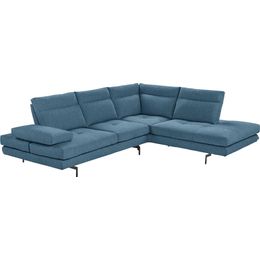 Ecksofa Calia italia "Toby Wing, B/T: 288/232 cm, Designsofa mit sensationellem Sitzkomfort", blau (turchese quebec), B:288cm H:90cm T:232cm, Synthetische Faser (100% Polyester), Sofas, Ecksofa, L-Form, Sitztiefenverstellung, funktionale Ecke, F&uuml;&szlig;e in schwarz matt
