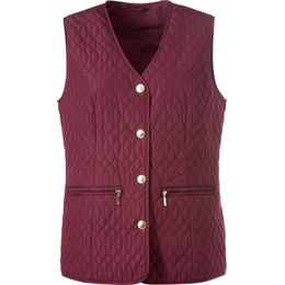 CR&Eacute;ATION L Damen Steppweste mit goldfarbenen Druckkn&ouml;pfen bordeaux Gr&ouml;&szlig;e 46