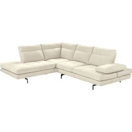 Ecksofa Calia italia "Toby Wing, B/T: 288/232 cm, Designsofa mit sensationellem Sitzkomfort", wei&szlig; (avorio mario), B:288cm H:90cm T:232cm, Mikrofaser mit Nubuk Optik (100% Polyester), Sofas, Ecksofa, L-Form, Sitztiefenverstellung, funktionale Ecke, F&uuml;&szlig;e in schwarz matt