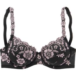 Lascana Damen B&uuml;gel-BH schwarz-rose Gr&ouml;&szlig;e 80F