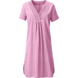 CR&Eacute;ATION L Damen Jeanskleid mit V-Ausschnitt, Baumwolle ros&eacute; Gr&ouml;&szlig;e 36
