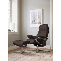 Fu&szlig;hocker stressless "Sunrise", braun (chocolate paloma), B:57cm H:42cm T:40cm, Leder PALOMA: PALOMA ist ein durchgef&auml;rbtes Semianilin-M&ouml;belleder mit nat&uuml;rlicher Narbung., Hocker, Fu&szlig;hocker, mit Cross Base, Gr&ouml;&szlig;e S, M & L, Holzakzent Wenge