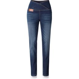 CR&Eacute;ATION L Damen Stretch-Jeans mit &uuml;berlappendem Bund dark blue Gr&ouml;&szlig;e 20