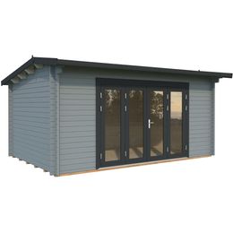 Gartenhaus Palmako "Ines Bitfold", grau (hellgrau, anthrazit), Fu&szlig;boden im Gartenhaus, ohne Dacheindeckung, Massivholz, Gartenh&auml;user, Gartenhaus, verschiedene Farben