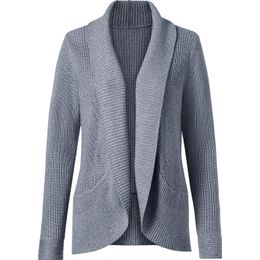 CR&Eacute;ATION L Damen Strickjacke mit Schalkragen rauchblau-meliert Gr&ouml;&szlig;e 38