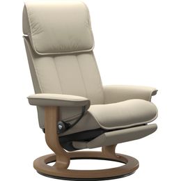 Relaxsessel stressless "Admiral", beige (cream batick), B:87cm H:101cm T:78cm, Leder BATICK: BATICK ist ein leicht korrigiertes, durchgef&auml;rbtes und genarbtes M&ouml;belleder, bei dem die meisten Unebenheiten und Spuren in der Regel entfernt wurden., Sessel, Relaxsessel, verstellbar, optional 2-motorisch, Gr&ouml;&szlig;e M & L, Gestell Eiche