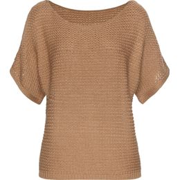 Lascana Damen Kurzarmpullover camelfarben Gr&ouml;&szlig;e 36/38