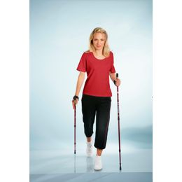 Damen Freizeithose in 3/4-L&auml;nge schwarz-rot Gr&ouml;&szlig;e 44/46