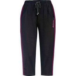 Damen Freizeithose in 3/4-L&auml;nge schwarz-pink Gr&ouml;&szlig;e 52/54