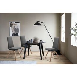 Polsterstuhl stressless "Laurel", grau (grau batick, schwarz), B:49cm H:105cm T:60cm, Leder BATICK: BATICK ist ein leicht korrigiertes, durchgef&auml;rbtes und genarbtes M&ouml;belleder, bei dem die meisten Unebenheiten und Spuren in der Regel entfernt wurden., St&uuml;hle, Polsterstuhl, High Back, Gr&ouml;&szlig;e L, mit schr&auml;ggestellten Beinen in Schwarz