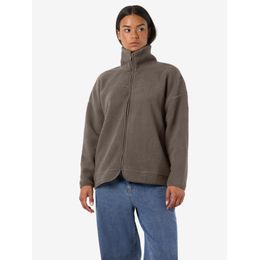 Fleecejacke Noisy may "NMCOZY L/S ZIP SWEATER JRS NOOS", Damen, Gr. S, morel, Fleece, Obermaterial: 100% Polyester, unifarben, loose fit Po-bedeckend, ohne Ausschnitt, Jacken Fleecejacke, Polyester, relaxed fit