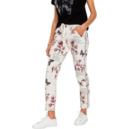 CR&Eacute;ATION L Damen 7/8-Hose mit floralem und Lettering-Druck ecru-schwarz-bedruckt Gr&ouml;&szlig;e 44