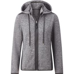 CR&Eacute;ATION L Damen Strickfleecejacke mit seitlichen Strick-Eins&auml;tzen anthrazit-meliert Gr&ouml;&szlig;e 38