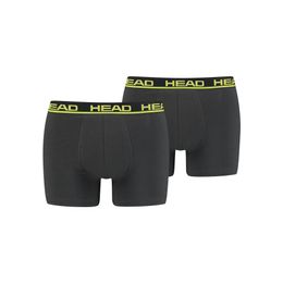 Boxershorts Head "Head BASIC BOXER 2P", Damen, Gr. L, bunt (phamton, lime punch), Obermaterial: 95% Baumwolle, 5% Elasthan, unifarben mit Farbeinsatz, k&ouml;rpernah, Unterhosen, mit elastischem Logobund
