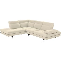 Ecksofa Calia italia "Toby Wing, B/T: 288/232 cm, Designsofa mit sensationellem Sitzkomfort", wei&szlig; (bianco bull), B:288cm H:90cm T:232cm, Leder BULL (100% Leder), Sofas, Ecksofa, L-Form, Sitztiefenverstellung, funktionale Ecke, F&uuml;&szlig;e in schwarz matt