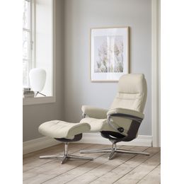 Fu&szlig;hocker stressless "Sunrise", blau (atlantic blau batick), B:57cm H:42cm T:40cm, Leder BATICK: BATICK ist ein leicht korrigiertes, durchgef&auml;rbtes und genarbtes M&ouml;belleder, bei dem die meisten Unebenheiten und Spuren in der Regel entfernt wurden., Hocker, Fu&szlig;hocker, mit Cross Base, Gr&ouml;&szlig;e S, M & L, Holzakzent Wenge