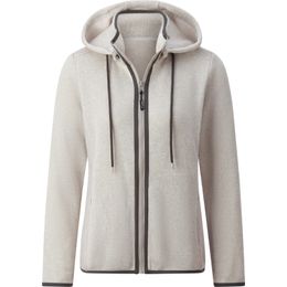 CR&Eacute;ATION L Damen Strickfleecejacke mit seitlichen Strick-Eins&auml;tzen hellgrau-meliert Gr&ouml;&szlig;e 38