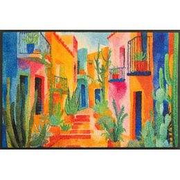 Fu&szlig;matte "Casas de Colores", bunt, B:50cm H:7mm L:75cm, Obermaterial: 100% Polyamid, wash+dry by Kleen-Tex, Teppiche, Fu&szlig;matte