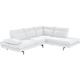 Ecksofa Calia italia "Toby Wing, B/T: 288/232 cm, Designsofa mit sensationellem Sitzkomfort", wei&szlig; (bianco puro bull), B:288cm H:90cm T:232cm, Leder BULL (100% Leder), Sofas, Ecksofa, L-Form, Sitztiefenverstellung, funktionale Ecke, F&uuml;&szlig;e in schwarz matt