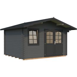 Gartenhaus Palmako "Emma", dunkelgrau, anthrazit, Fu&szlig;boden im Gartenhaus, ohne Dacheindeckung, Massivholz, Gartenh&auml;user, Gartenhaus, verschiedene Farben