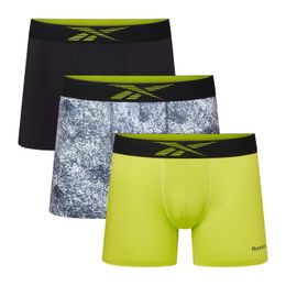 Trunk Reebok "Mowatt", Herren, Gr. L, schwarz (retro lime, print, schwarz), Single Jersey, Obermaterial: 92% Polyester, 8% Elasthan, k&ouml;rpernah, Unterhosen, ohne Eingriff