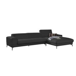 Ecksofa W.Schillig "piedroo, Designsofa mit tollem Sitzkomfort, bequem, L-Form", grau (graphit z59), B:343cm H:70cm T:193cm, Longlife Xtra-Leder Z59: Glattleder mit modischer Pr&auml;gung. Hautst&auml;rke 0, 9 - 1, 1 mm, Sofas, Ecksofa, Kopfteilverstellung, wahlweise mit Sitztiefenverstellung, Breite 343cm