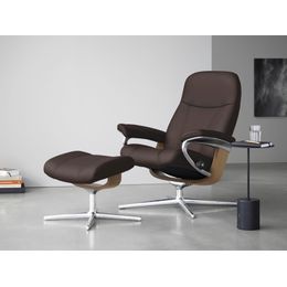 Relaxsessel stressless "Consul", braun (chocolate paloma), B:82cm H:102cm T:72cm, Leder PALOMA: PALOMA ist ein durchgef&auml;rbtes Semianilin-M&ouml;belleder mit nat&uuml;rlicher Narbung., Sessel, Relaxsessel, mit Cross Base, Gr&ouml;&szlig;e S, M & L, Holzakzent Eiche, in 2 Bezugsqualit&auml;ten lieferbar