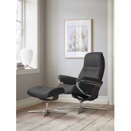 Fu&szlig;hocker stressless "Sunrise", grau (rock paloma), B:57cm H:42cm T:40cm, Leder PALOMA: PALOMA ist ein durchgef&auml;rbtes Semianilin-M&ouml;belleder mit nat&uuml;rlicher Narbung., Hocker, Fu&szlig;hocker, mit Cross Base, Gr&ouml;&szlig;e S, M & L, Holzakzent Wenge
